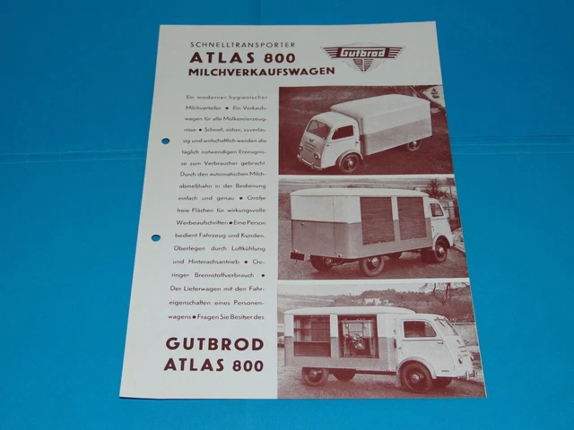GUTBROD PLOCHINGEN - Atlas 800 - Milchverkaufswagen Prospekt 1950 EUR ...