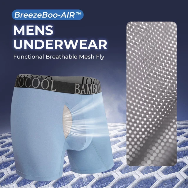 BAMBOO COOL BREEZEBOO Mens Ultra Breathable Underwear Mesh Boxer Briefs ...