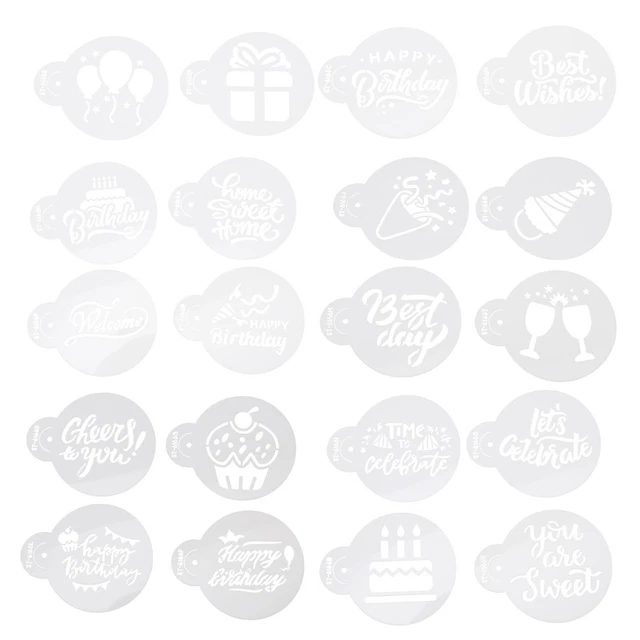 20 PCS CAKE Decorating Stencils Painting Templates for Coffee Baking ...