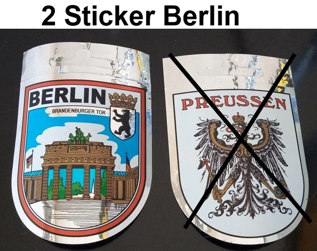 2X STICKER BERLIN Brandenburger Tor Aufkleber Souvenir Wappen Gold ...