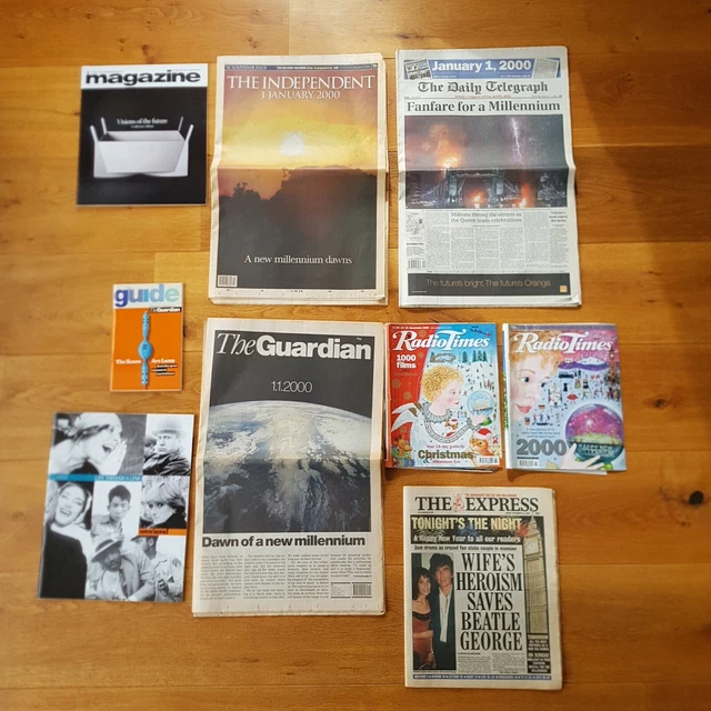 1999/2000 MILLENNIUM EDITION NEWSPAPER BUNDLE including George Harrison ...