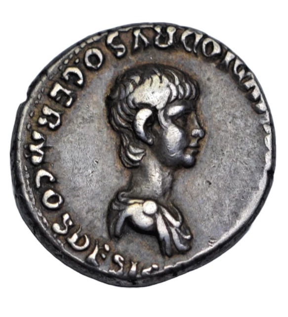 NERO AS CAESAR, silver denarius c. 50-4 AD, childhood bust/inscribed ...