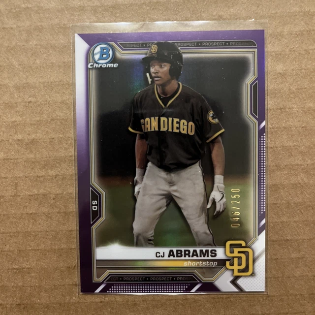 CJ ABRAMS 2021 Bowman Chrome #BCP-227 réfracteur violet / 250 Nationals ...