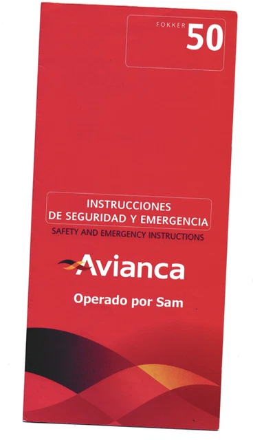 SAFETY CARD AVIANCA Operado por SAM Fokker 50 EUR 27,50 - PicClick FR