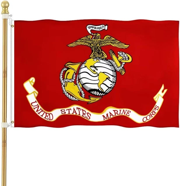 US MARINE CORPS USMC Flag 3X5 Outdoor Double Sided Heavy Duty Polyester ...