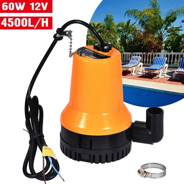 12V 4500L/HR SUBMERSIBLE Water Pump Clean Clear Dirty Pool Pond Flood ...