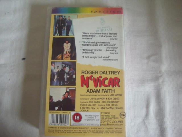 MCVICAR VIDEO TAPE VHS PAL Roger Daltrey very good condition £3.78 ...