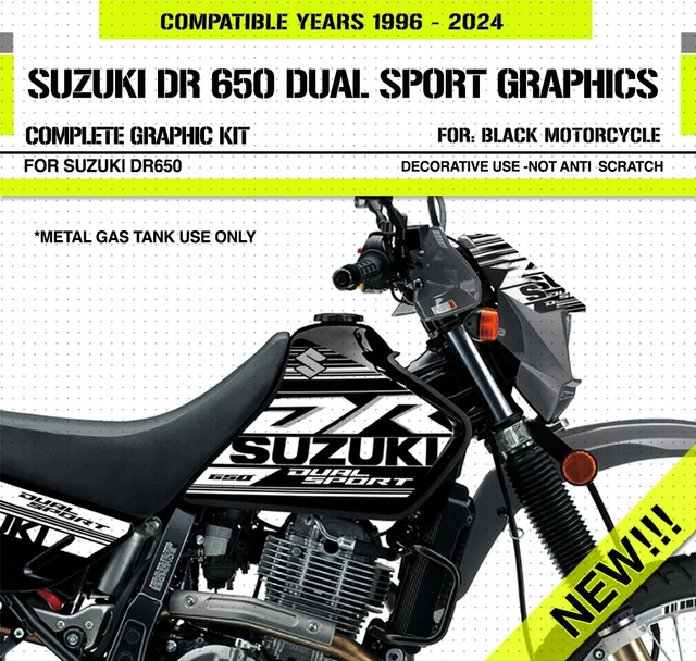 SUZUKI DR650 GRAPHIC KIT DECALS DUAL SPORT GRAPHICS BLACK PLASTICS ...