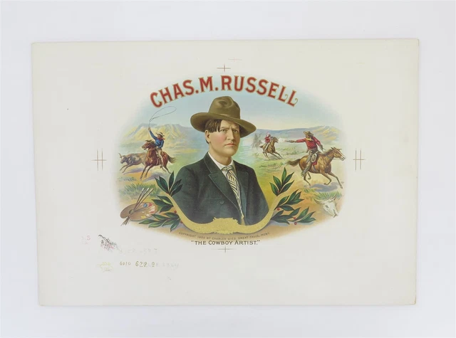 RARE ANTIQUE CIGAR Box Label Charles M. Russell Cowboy Artist Charles ...