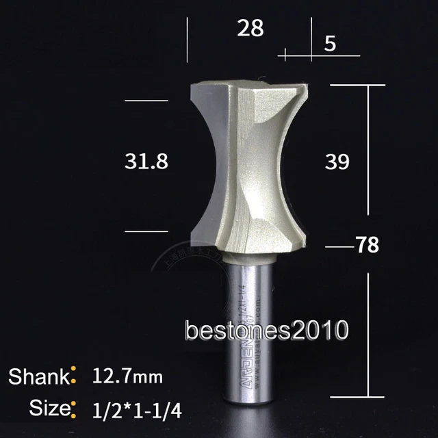 ARDEN BULLNOSE HALF Radius router Bit 1/2*1-1/4 Convex Edging Bit 1/2"× ...
