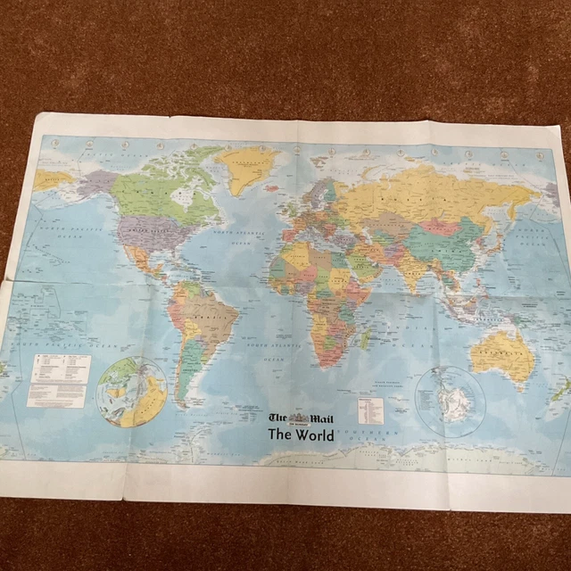 MAP OF THE World / Flags of The World The Mail on Sunday Double Sided ...