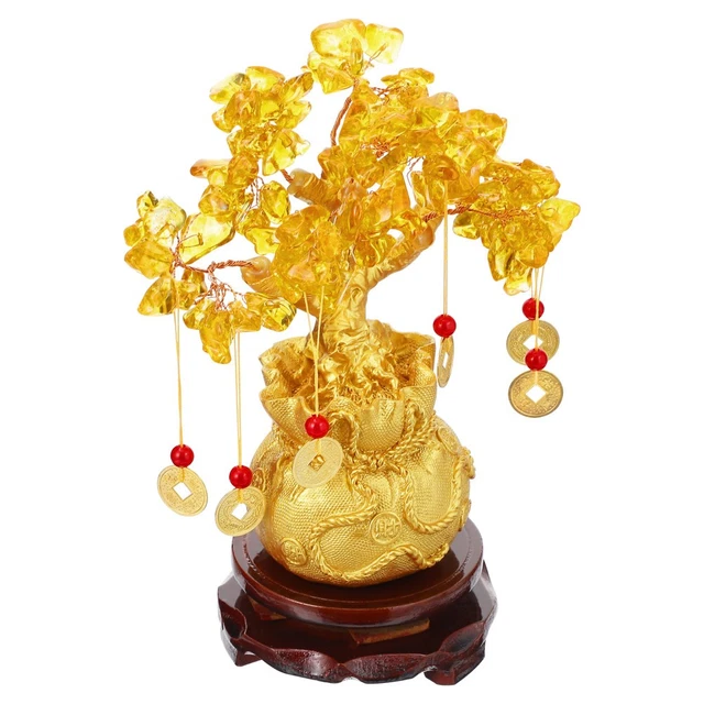 FENG SHUI ARTIFICIAL Money Tree Crystal Bonsai Tree with Base and ...