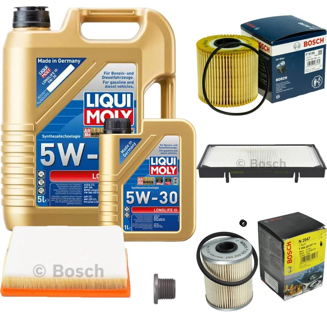 BOSCH INSPECTION SET 6 L Huile Liqui Moly Longlife 3 5W-30 pour Nissan EUR 164,72 - PicClick FR
