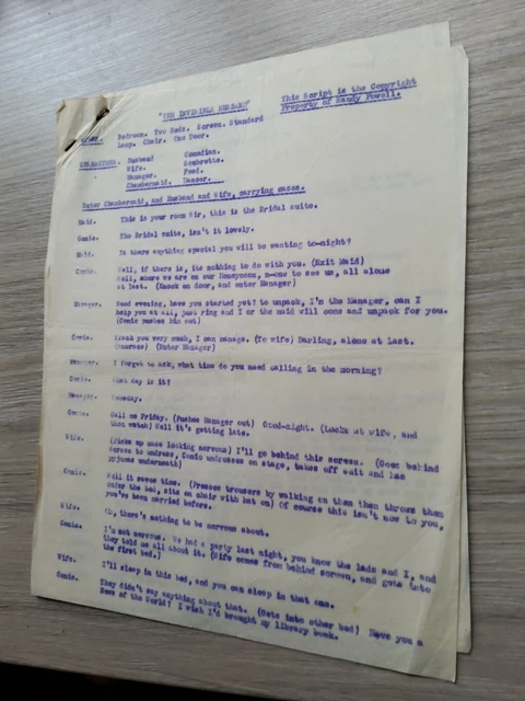VARIETY THEATRE SCRIPT 1940S,Comedian Sandy Powell,The Invisible ...
