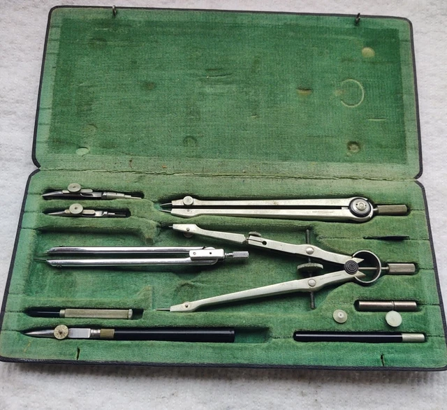 VINTAGE GERMAN DIETZGEN Drafting Set Model 1252 PJ, Math Compass Tools ...