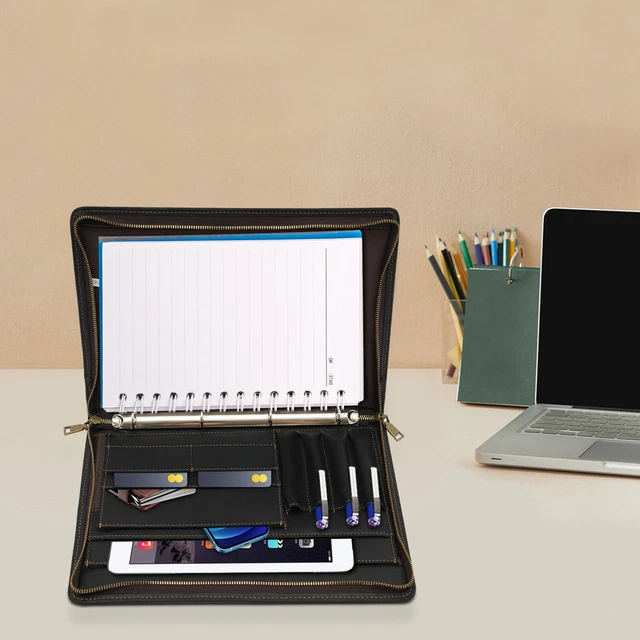 A4 LEDER MAPPE Schreibmappe Konferenzmappe Aktenmappe Dokumentenmappe ...