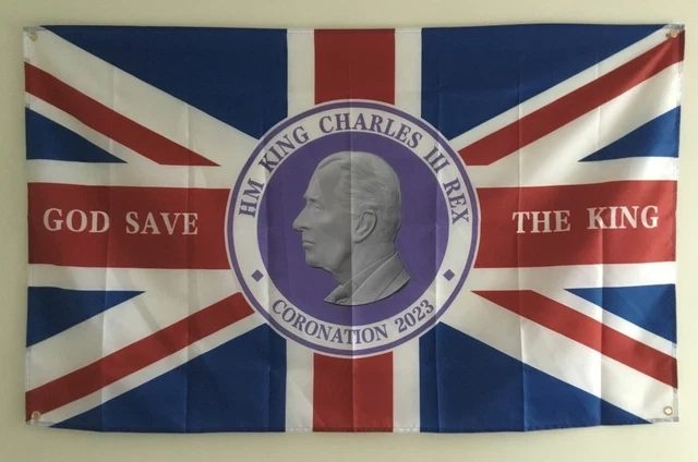 KING CHARLES III CORONATION 2023 UNION JACK FLAG - 5x3 FT & FREE BADGE ... KING CHARLES III CORONATION 2023 UNION JACK FLAG - 5x3 FT & FREE BADGE ...