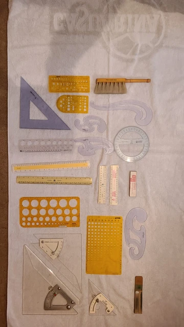 VINTAGE RULERS & Technical Drawing Graphic Design Stencils & Equipment £20.00 - PicClick UK