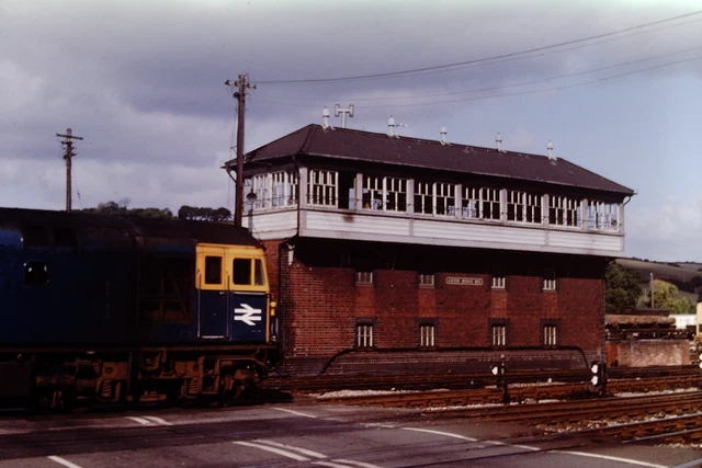 1978 BRITISH RAIL Diesel Loco & Exeter Middle Signal Box Railway Slide ...