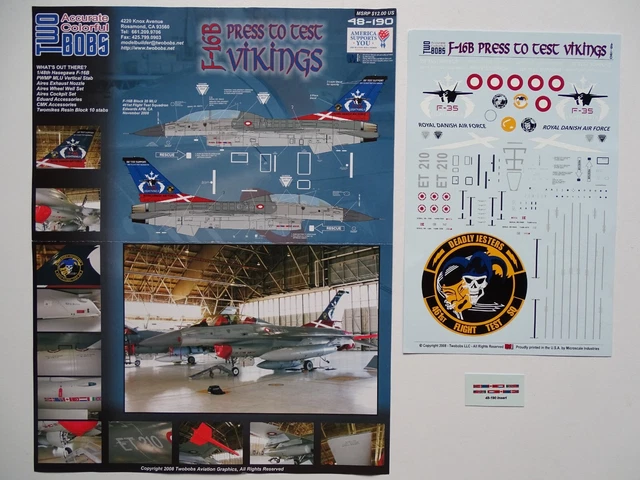 TWO BOBS DECALS 1/48 F-16B Danish Air Force "Press to Test Viking" EUR ...