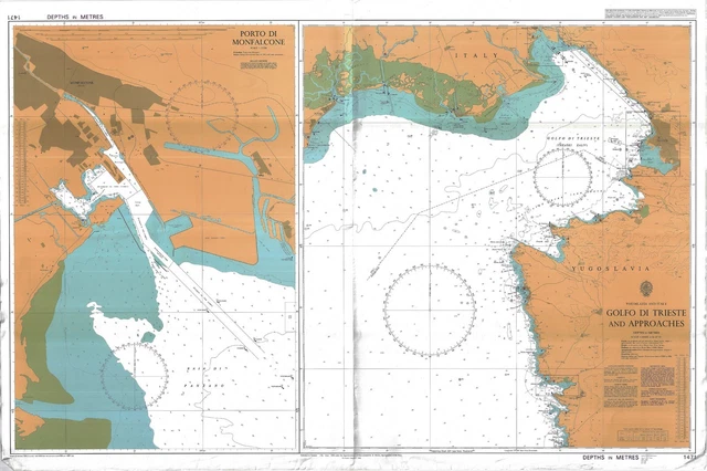 CARTE DU GOLFE De Trieste Et Des Approches, Yougoslavie Et Italie ...
