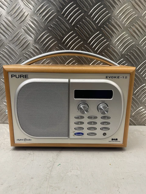 PURE EVOKE-1S DAB FM Radio Stereo Maple Wood Finish No Battery Or Power ...