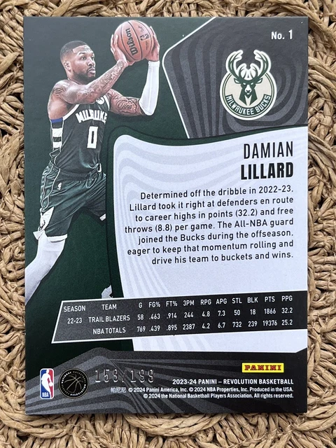 2023-24 PANINI REVOLUTION Damian Lillard Red Swirl #’d/199 - Milwaukee ...