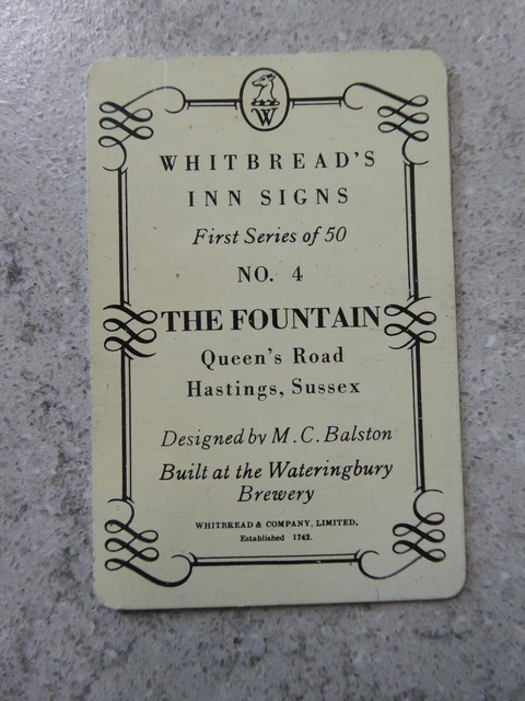 ORIGINAL WHITBREAD INN SIGN - The Fountain, Hastings, No.4 - 1st SERIES ...