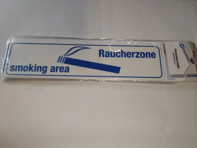 HINWEISSCHILD TÜRSCHILD & Raucherzone Plastik selbstklebend 20 x 4,8 cm ...