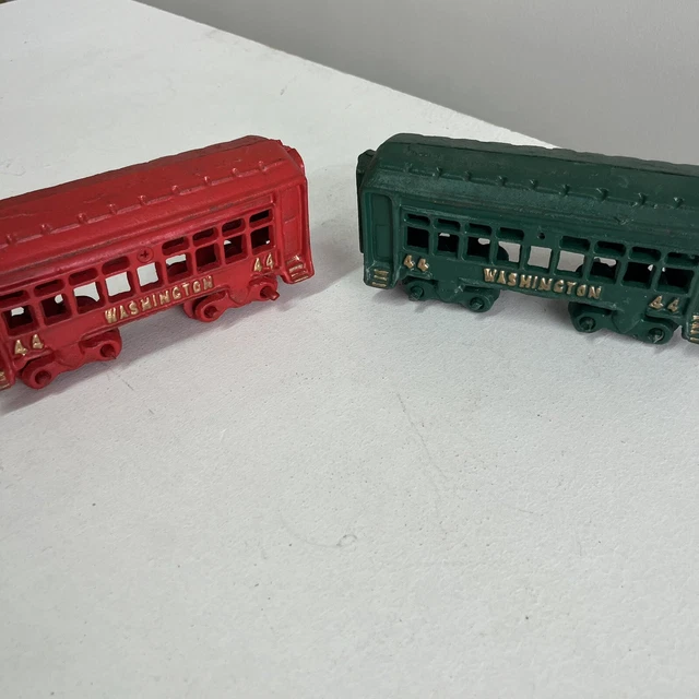 VINTAGE CAST IRON St. Louis And Ohio River #44 Model Train Cars Green ...