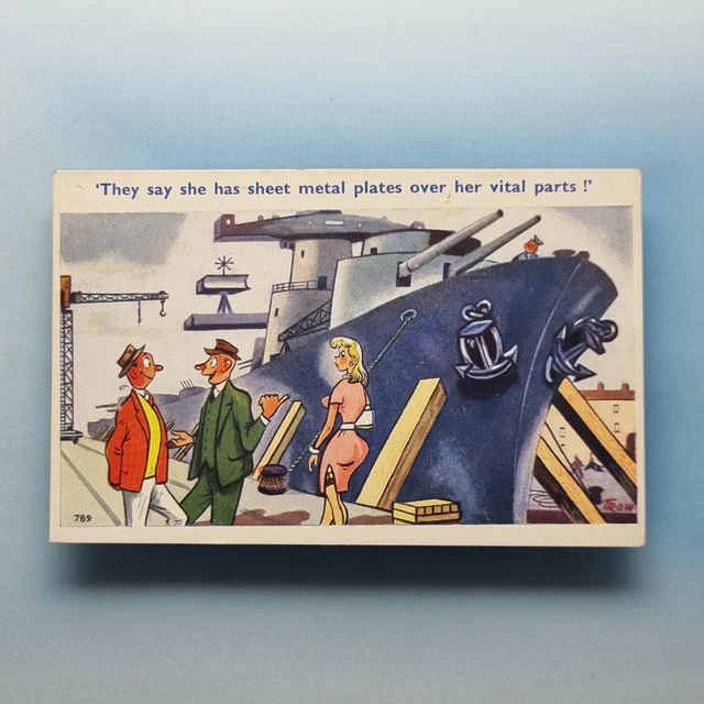 COMIC POSTCARD STOCKINGS Upskirt War Ship Anchor Letch TROW C1965 ...