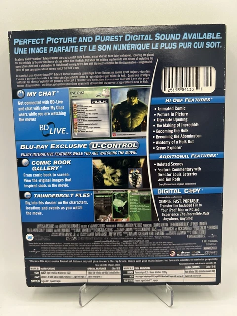 THE INCREDIBLE HULK 2008 Blu-Ray W/SLIPCASE Limited Edition 3D ...