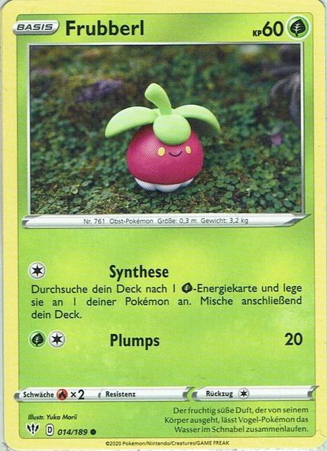 POKEMON CARTE SWSH03 Flaming Ténèbres Numéro 14/189 Frubberl Allemand ...