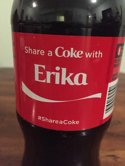 SHARE A COKE with Erika 20 fl oz Collectible Bottle Rare Coca-Cola HTF ...