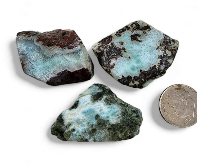 LARIMAR UNPOLISHED NATURAL Slabs Dominican Republic 40.4 grams 3 Piece ...