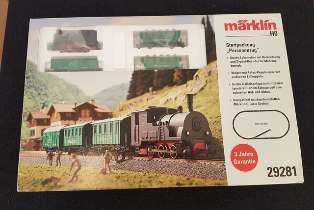 MÄRKLIN STARTERSET 29281 C-Gleis Dampflok mit Personen und Gepäckwagen ...
