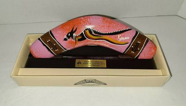 GENUINE 8” JABIRU Aboriginal Australian Boomerang, Rare Pink Base ...