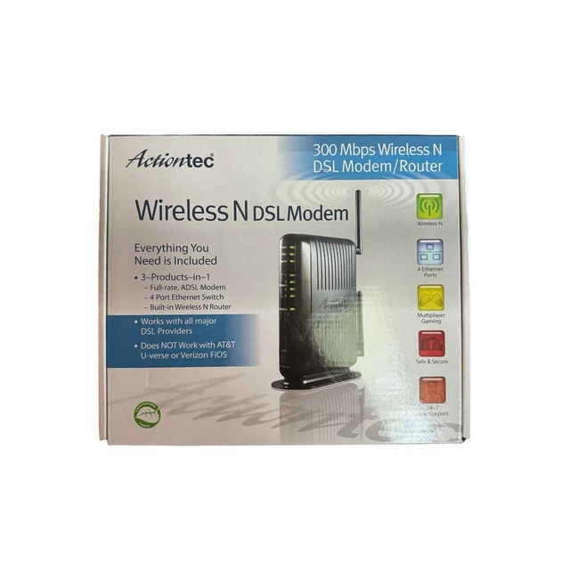 ACTIONTEC 300 MBPS Wireless N DSL Modem/Router GT784WN-01 $34.99 - PicClick