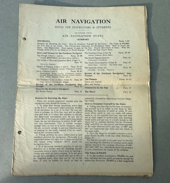 ORIGINAL WW2 RAF Air navigation notes for instructors and students £8. ...