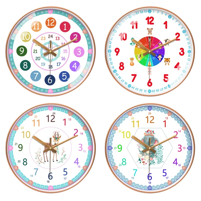 MODERN TELLING TIME Teaching Clock Kids Learning Silent Educational ...