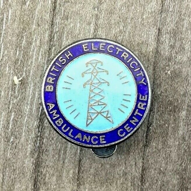BRITISH ELECTRICITY AMBULANCE Centre e Enamel Buttonhole Badge Poston Vintage £10.89 - PicClick UK