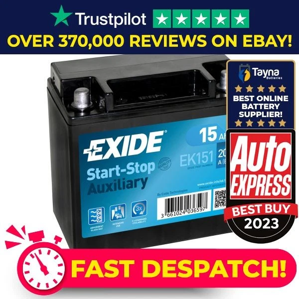 EXIDE EK151 AGM 12V 15AH 200A Auxiliary Battery JAGUAR LAND ROVER CX23 ...