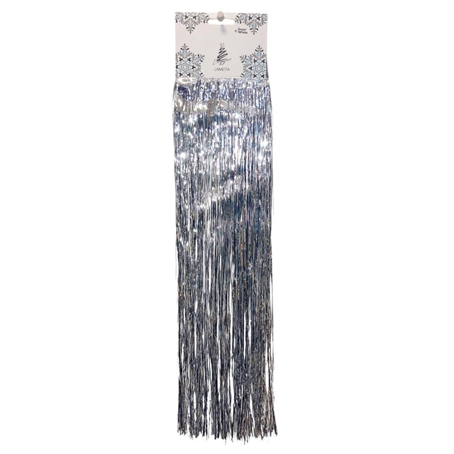 CHRISTMAS LAMETTA TINSEL Strands Decorative Tree Decor - Silver £2.69 ...