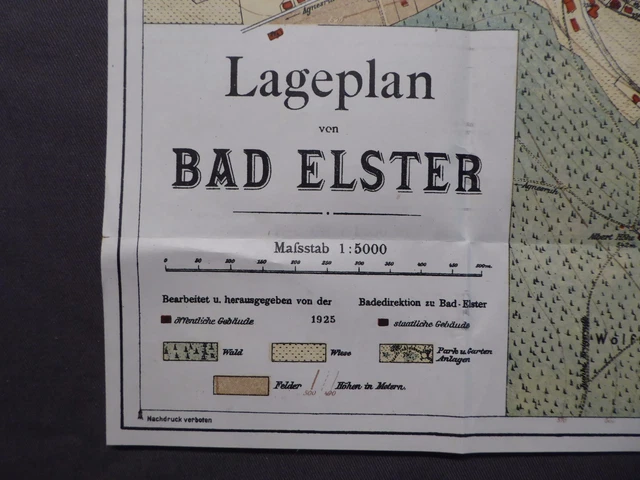 LANDKARTE, STADTPLAN, LAGEPLAN von Bad Elster, 1:5000, Carl Wirwahn ...