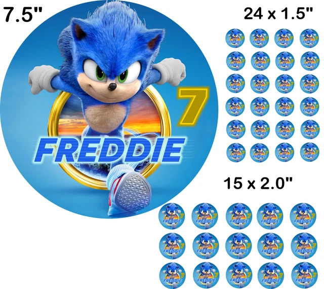 SONIC THE HEDGEHOG Icing Cake Topper Birthday Personalised 7.5" Round ...