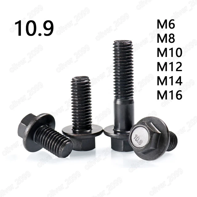 M6 M8 M10 M12 M14 M16 Black Steel Hexagon Flange Bolts Hex Flange Head ...