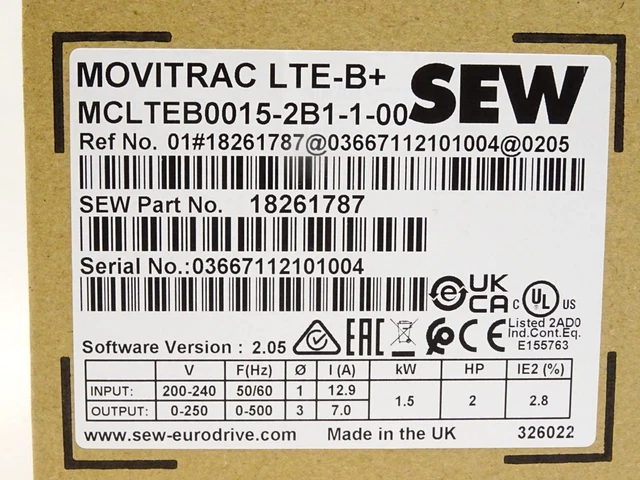 SEW EURODRIVE MOVITRAC LTE-B+ MCLTEB0015-2B1-1-00 18261787 1.5kW / Neu OVP EUR 495,00 - PicClick DE