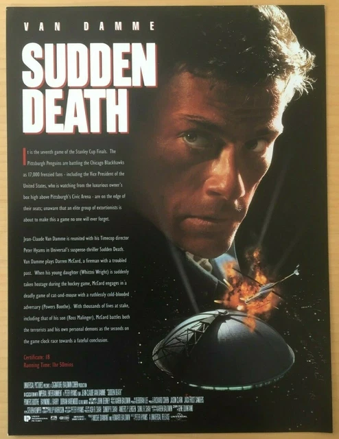 SUDDEN DEATH 1995 Film Movie Promo Synopsis Photo Card One Sheet - Van ...