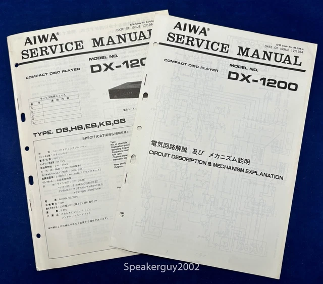 ORIGINAL AIWA DX-1200 CD-Player Serviceanleitung EUR 18,33 - PicClick DE