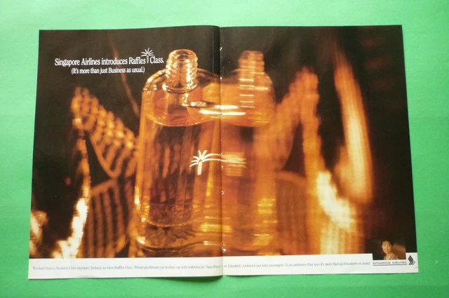 SINGAPORE AIRLINES SA 1990 Publicité'Vintage Introduit Raffles Class ...